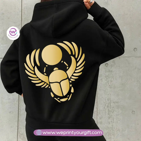 Pharaonic Gold Print Hoodie | Egyptian Cotton Melton Unisex Hoodie – We ...
