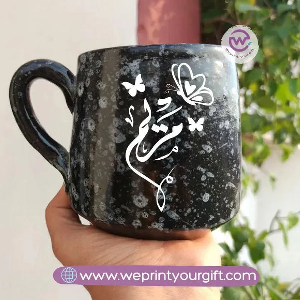 Black Marble Pottery Mug-Arabic Names-Personalized Handmade mug – WE PRINT